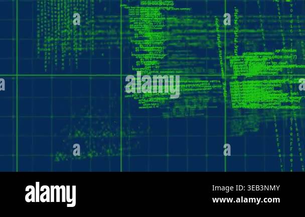 Animation of data processing on navy background. computers, programming ...