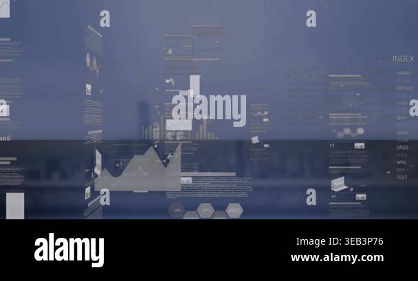 Animation of graphs and data processing in digital space. Data ...