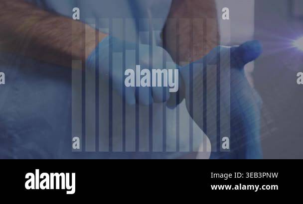 Animation of statistics and financial data processing over man using ...