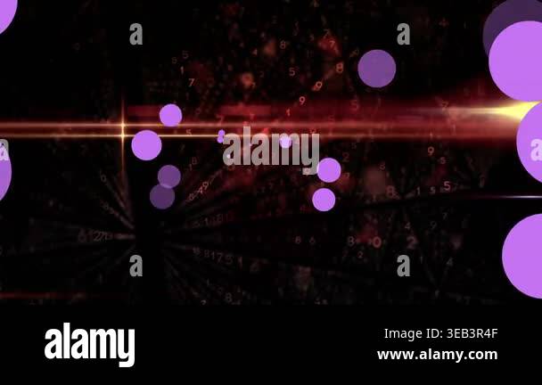 Animation of purple dots moving over brown background with orange lines ...