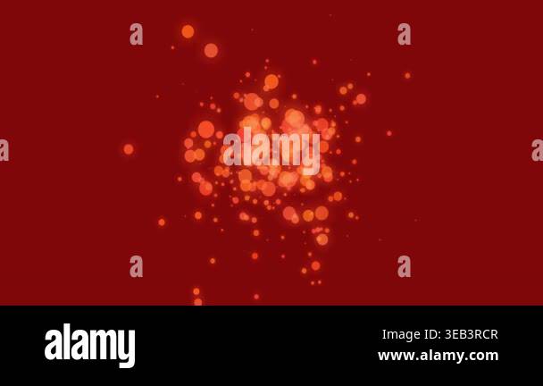 Animation of glowing light spots moving over dark red background ...
