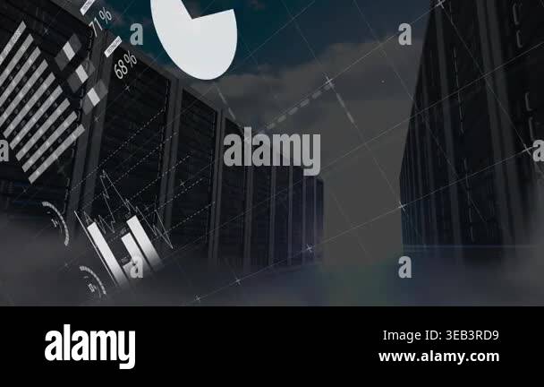 Animation of financial data processing over computer servers in ...
