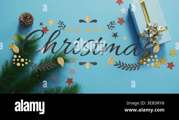 Animation of christmas greetings text over christmas decorations ...
