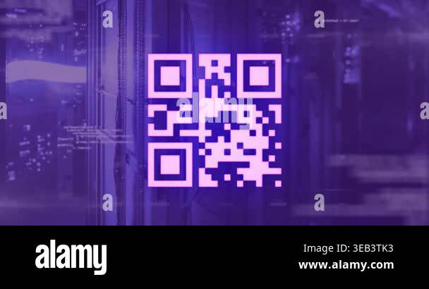 Animation of lights and qr code over data processing over servers ...