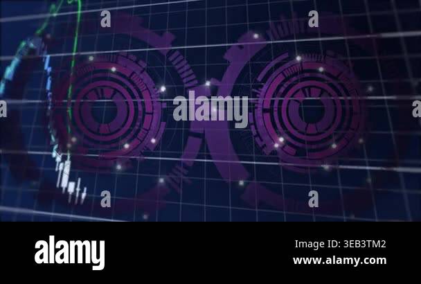 Analyzing stock market, digital graphs and charts in futuristic ...