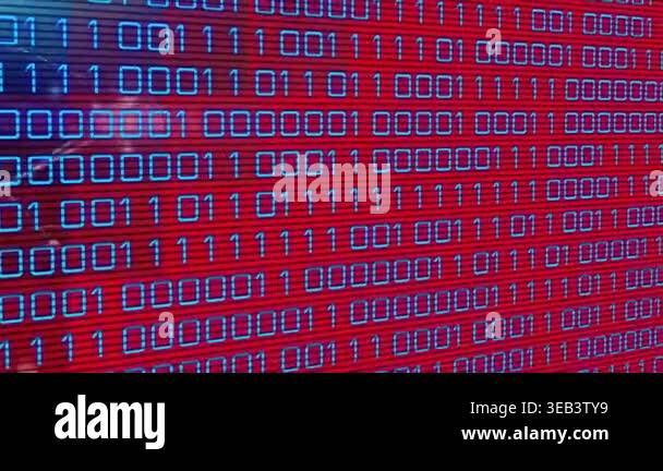 Animation of binary code over connections on navy background. Network ...