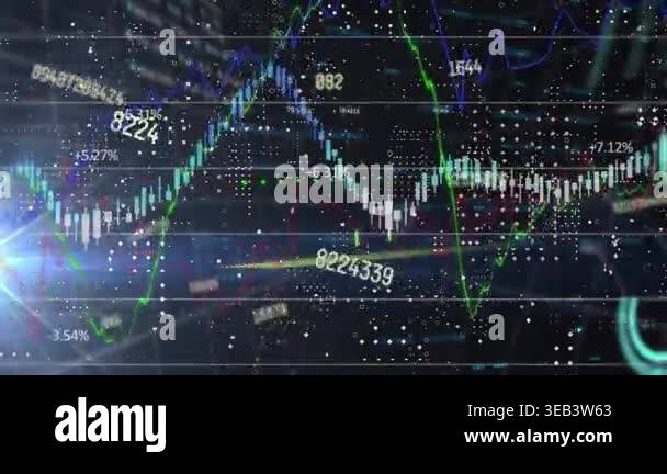 Animation of data processing with graph on black background Stock Video ...
