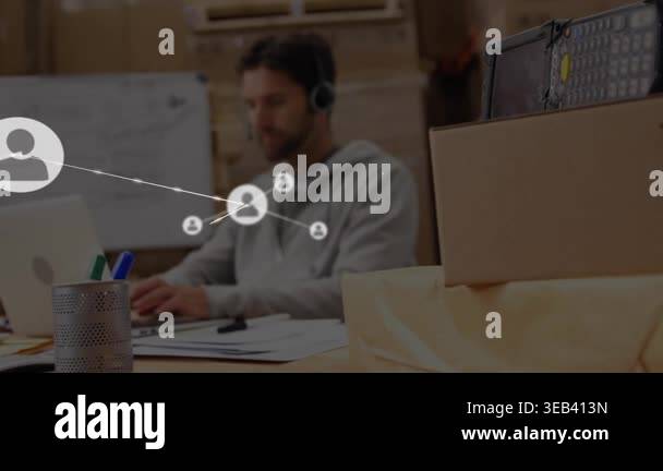 Animation of network of network of network businesswoman using network ...