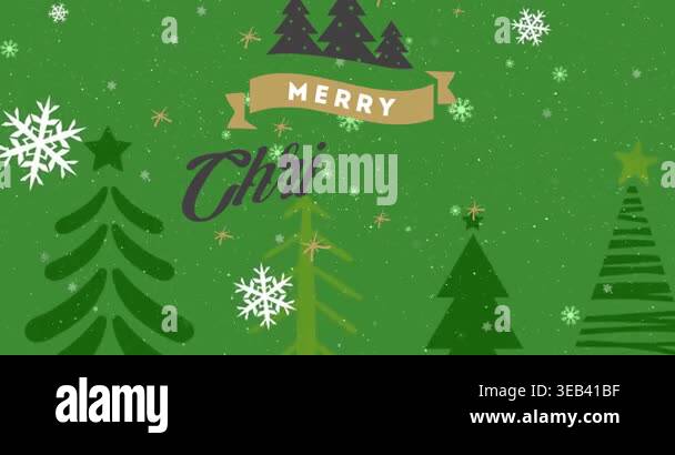 Animation of snowflakes falling over merry christmas text banner and ...