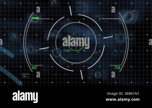 Animation of stripes, finance data with graphs, hud processing on grid ...