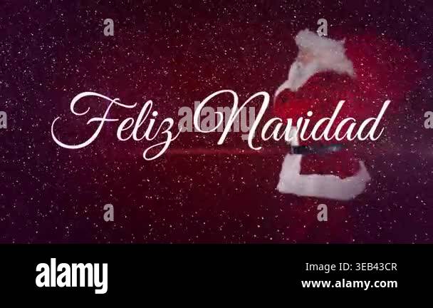 Animation of feliz navidad text over santa claus. Christmas ...