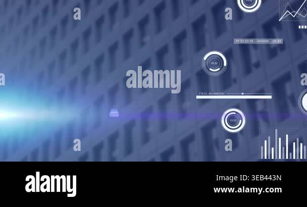 Animation of blue light spot and statistical data processing against ...