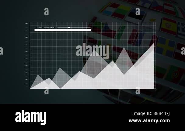 Animation of american dollar bills floating over financial data ...