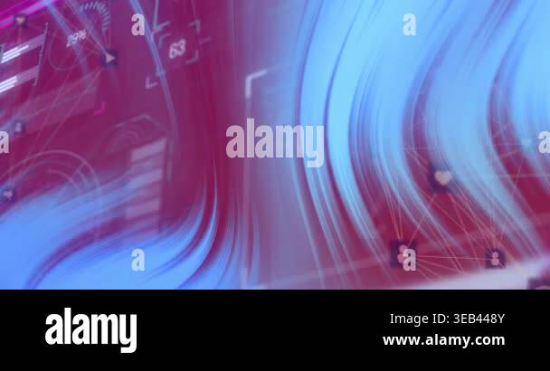 Digital animation of abstract shapes against blue background. Global ...