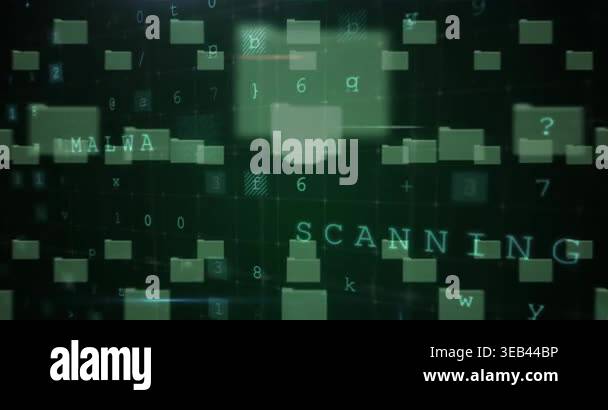 Animation of security padlock and data processing over black background ...