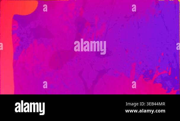 Animation of paint stains against orange and pink gradient background ...