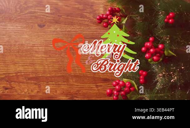 Animation of christmas greetings text over christmas decorations ...