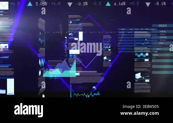 Animation of data processing over qr code. Global business and digital ...