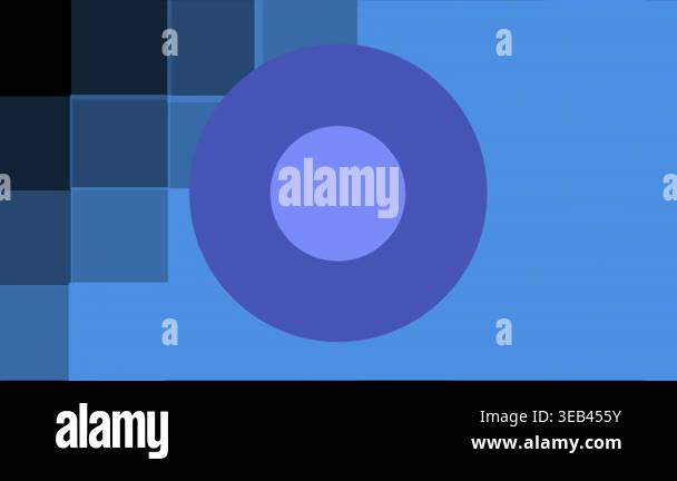 Animation of blue and violet circle moving on black background. Colour ...