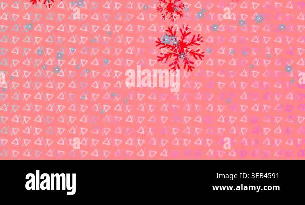 Animation of snow falling over christmas decoration and pattern ...