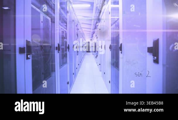 Animation of statistical data processing ,mathematical equations and ...