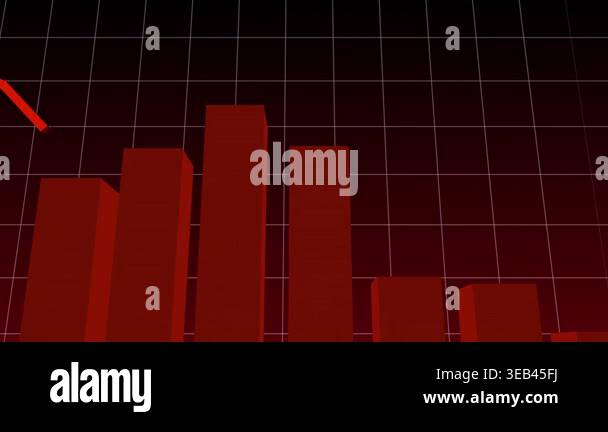 Animation of financial graphs over black background. global economy ...