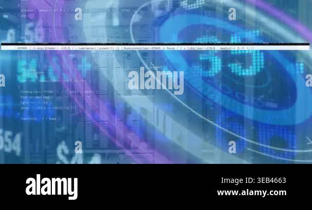 Animation of binary code over background in globe and mid. Global ...