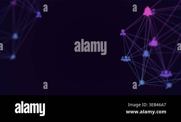 Animation of text with globe and network of connections. Global digital ...