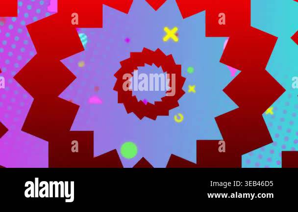 Animation of vibrant abstract shapes moving on multi coloured ...