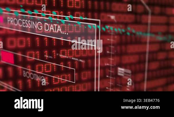 Animation of interface with data processing against binary coding on ...