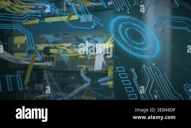 Animation of scope scanning and data processing over cables in computer ...