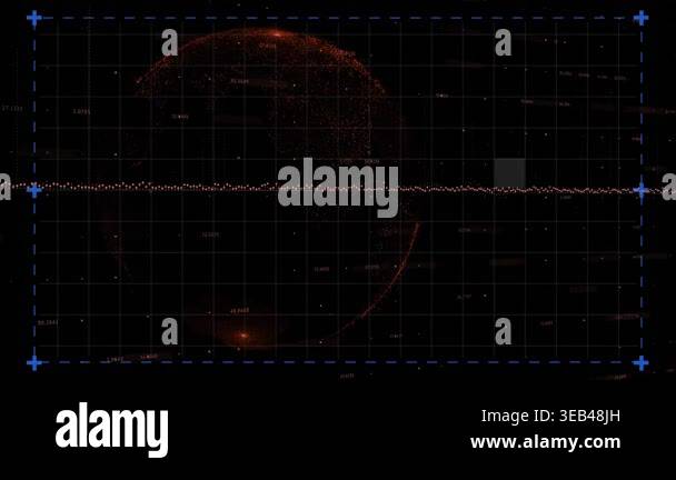Animation of black digital screen with dots and graphs. Digital ...