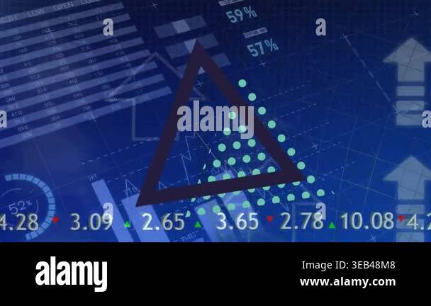 Animation of numbers changing with financial data processing. Global ...