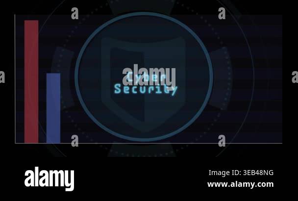 Animation of cyber security text and cloud with arrows over diagrams ...