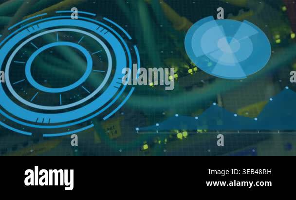 Animation of scope scanning and data processing over cables in computer ...