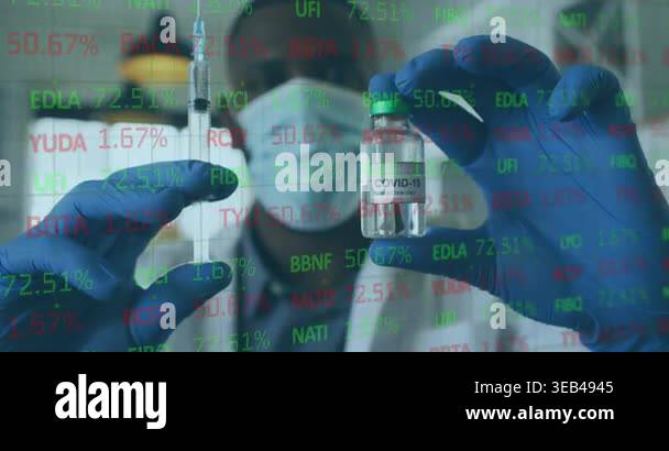 Animation of financial data processing over businessman using ...