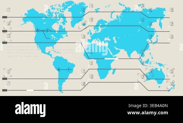 Map opening lines extending, labels updating, icons animating ...