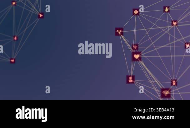 Animation of text with globe and network of connections. Global digital ...