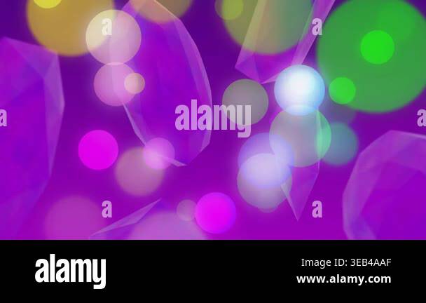 Animation of spots and abstract shapes moving on purple background ...