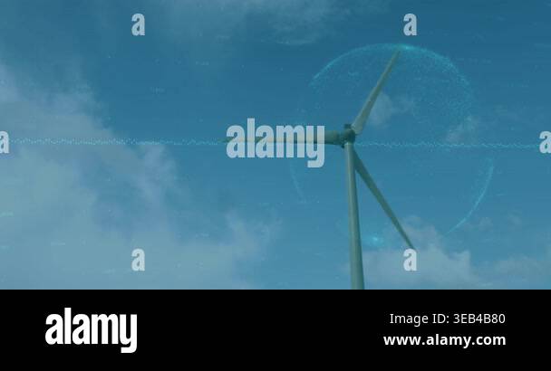 Animation of letters over with numbers over clouds and sky. Agriculture ...