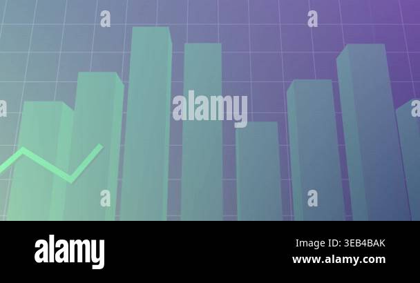 Animation of multiple graphs over grid pattern against blue background ...