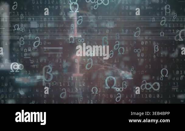 Animation of binary coding, data processing and dna strand spinning ...