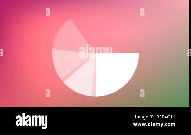 Digital animation of pie graph spinning against copy space on pink ...