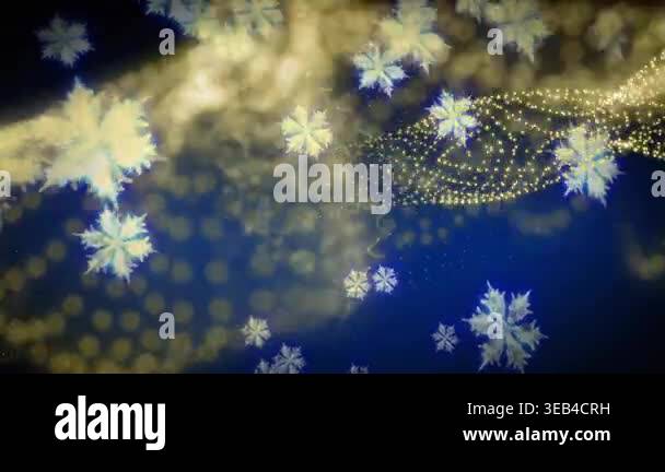 Golden ribbon sweeping from upper right initiating flakes drifting ...