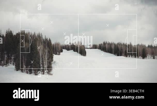 Animation of game plan over winter landscape. Global sport and digital ...