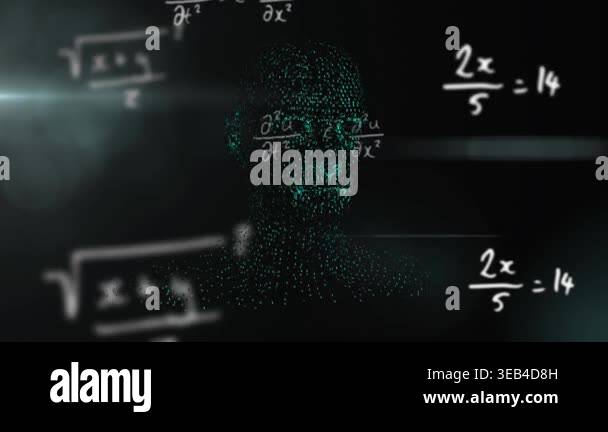 Composition of exploding human bust formed with binary coding and ...