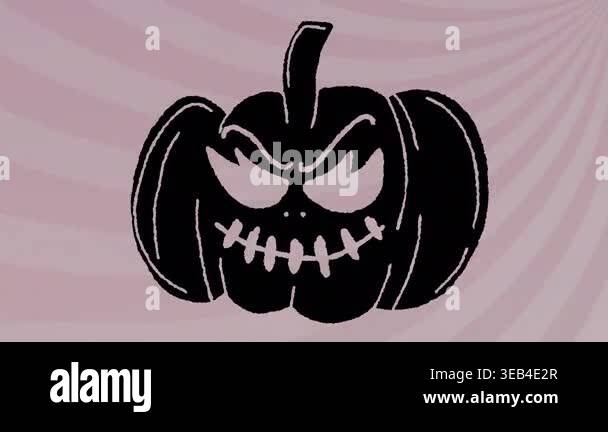 Animation of halloween pumpkin decoration over pink circles. Halloween ...