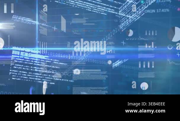 Animation of data processing and binary coding. Global science ...