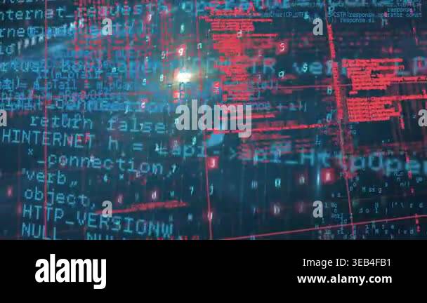 Animation of brain rotating over human model and binary code. Global ...
