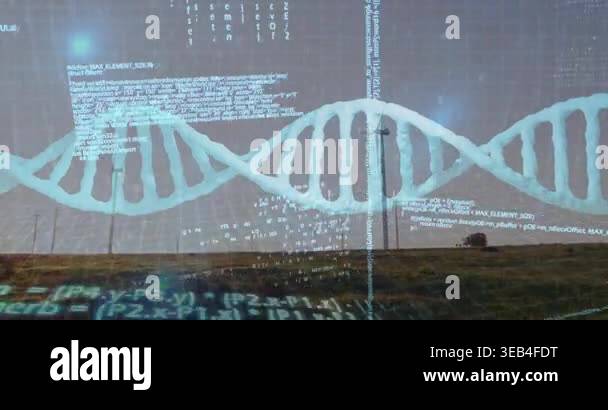Processing scientific data, DNA strand and binary coding in animation ...